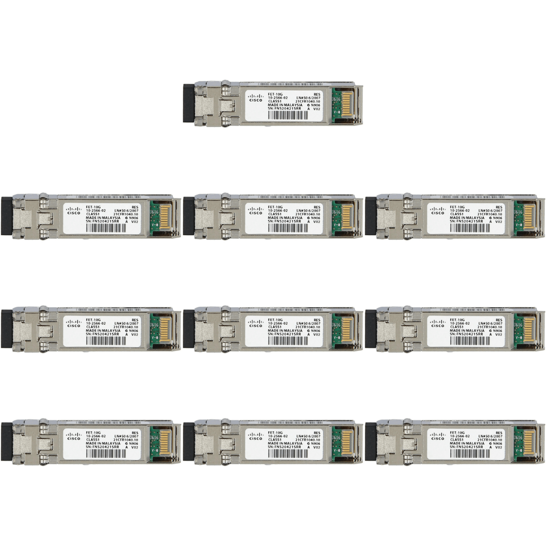 10 x Cisco 10-2566-02 Fet-10G Multi-Mode Fibre 850Nm SFP Transceiver ...