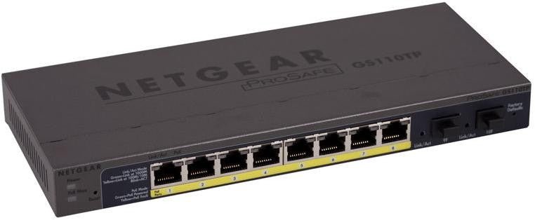 Netgear GS110TP ProSafe 8-Port Gigabit Smart Switch with PoE and Fibre ...